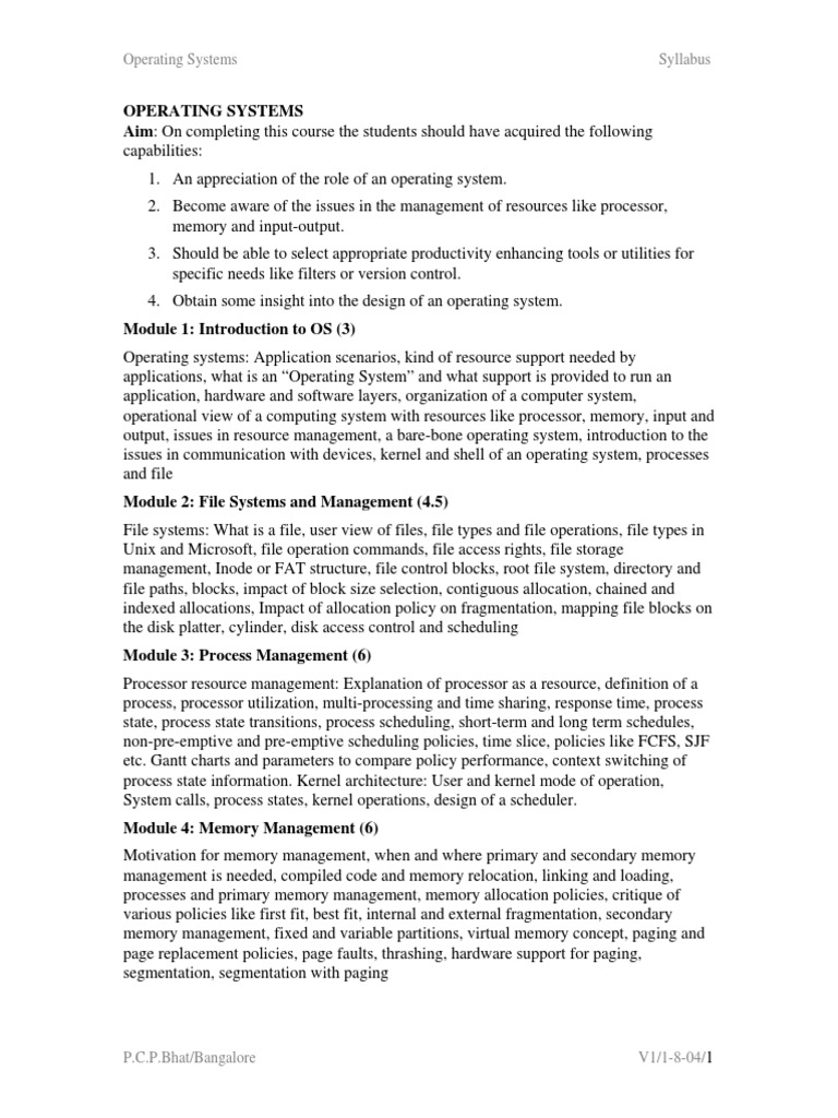 OS Syllabus | PDF