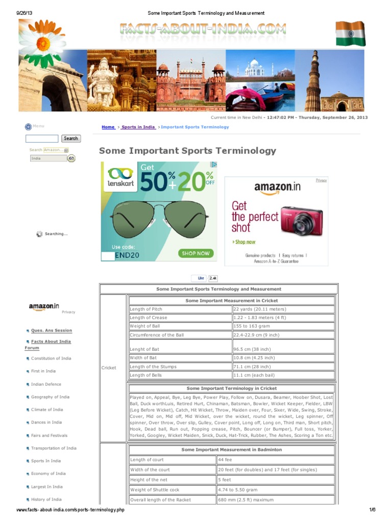 Some Important Sports Terminology and Measurement | PDF | Volleyball ...