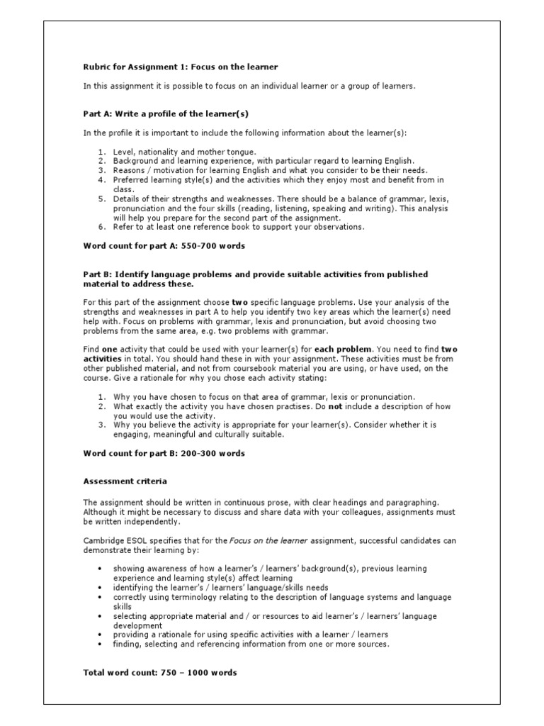 Assignment 1 - Focus On The Learner | PDF | Learning Styles | Human ...