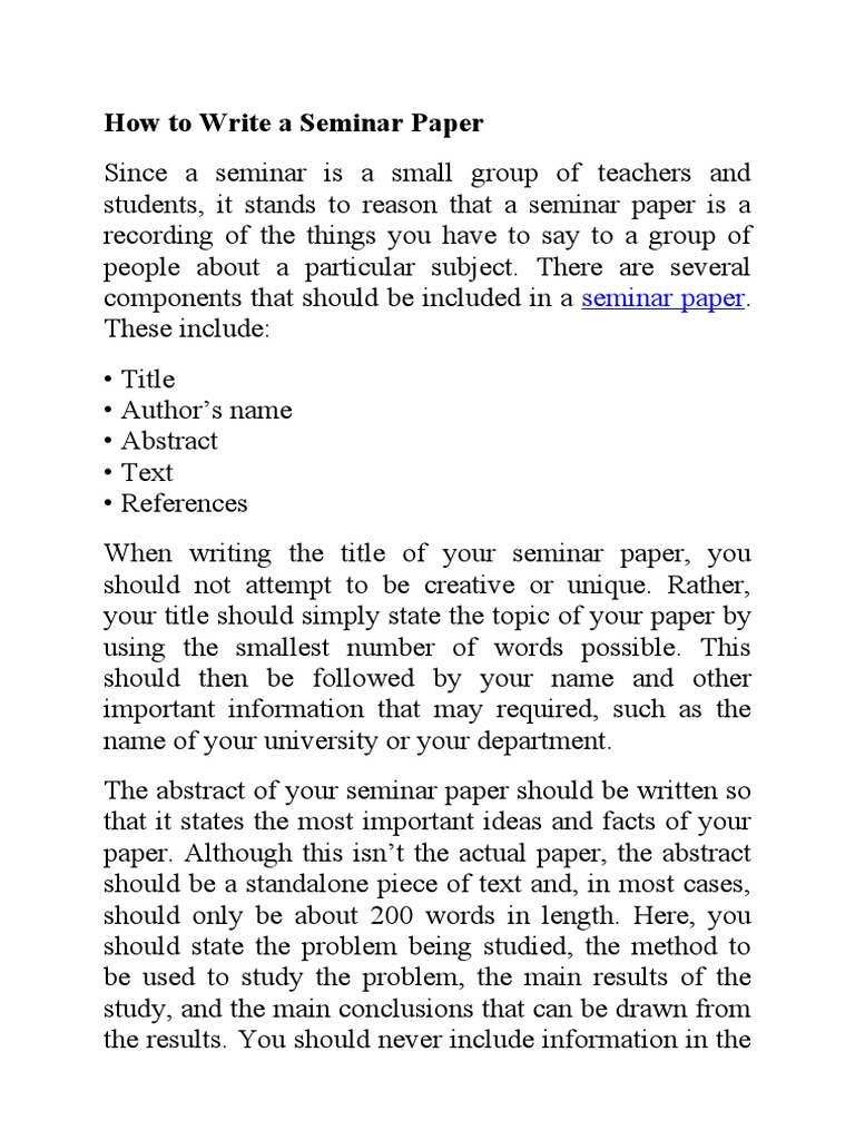 How To Write A Seminar Paper | PDF