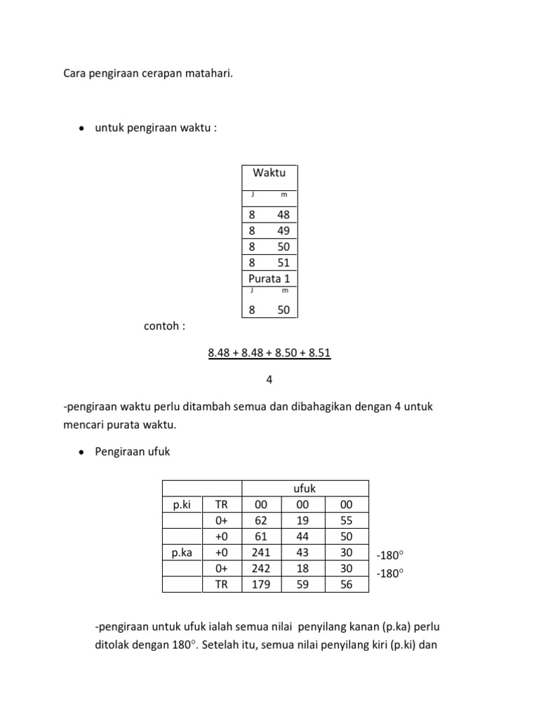 Cara Pengiraan Cerapan Matahari | PDF