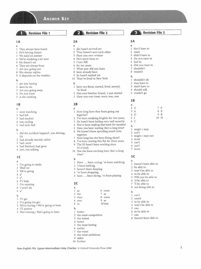 Answer Key ENTRY CHECKER For Upper-Intermediate | PDF