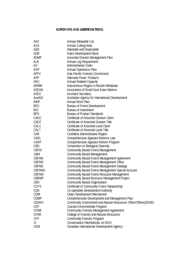 Acronyms | PDF | Forestry | Forests