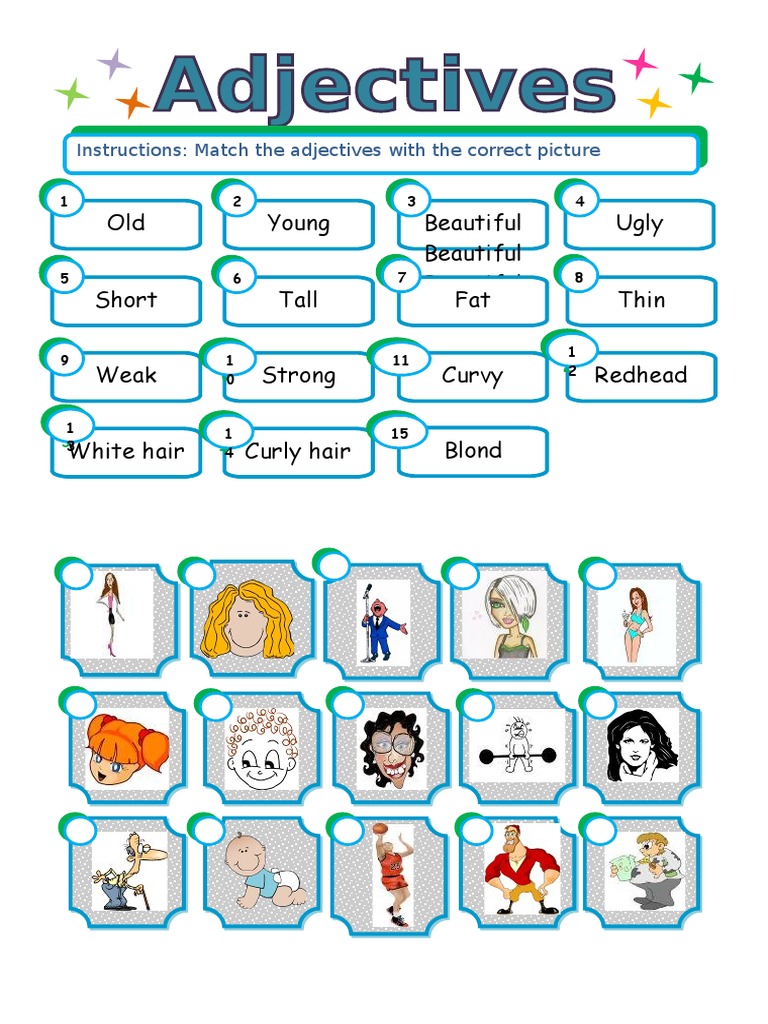 Adjective-Picture Matching Guide | PDF | Cooking, Food & Wine | Lifestyle