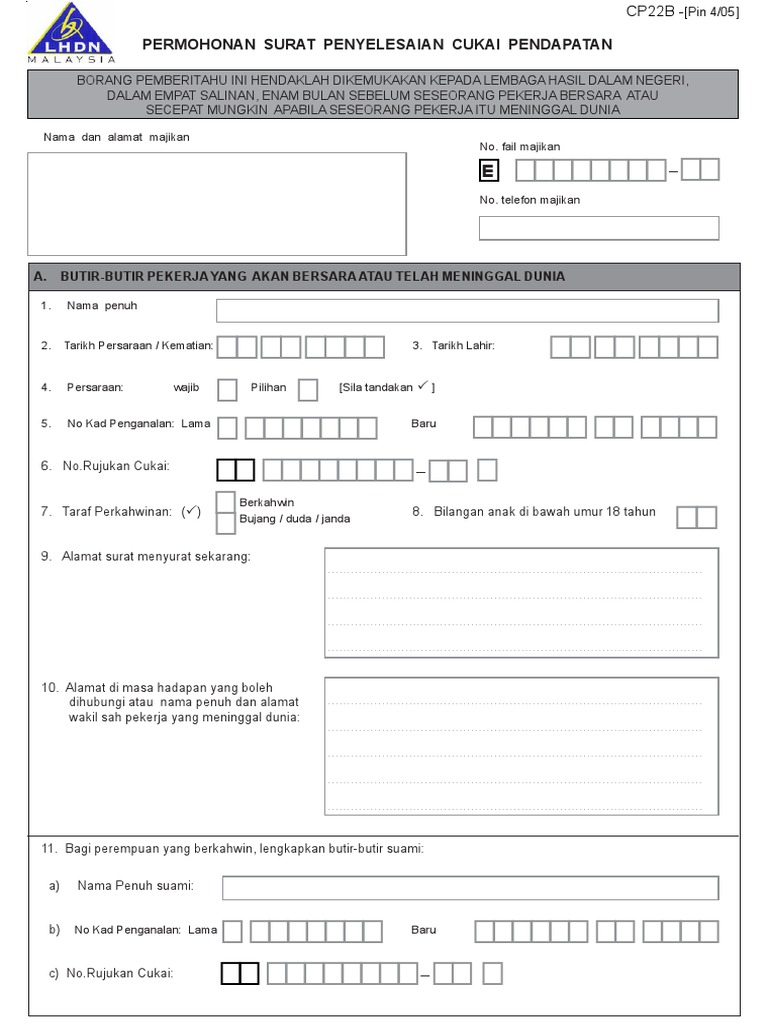 Permohonan Surat Penyelesaian Cukai Pendapatan | PDF | Pengelolaan ...