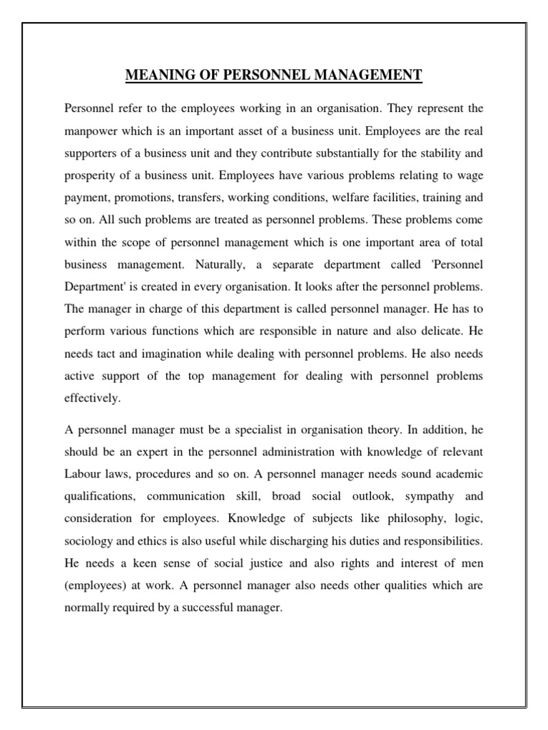 Understanding Personnel Management Functions | PDF | Employment | Human ...