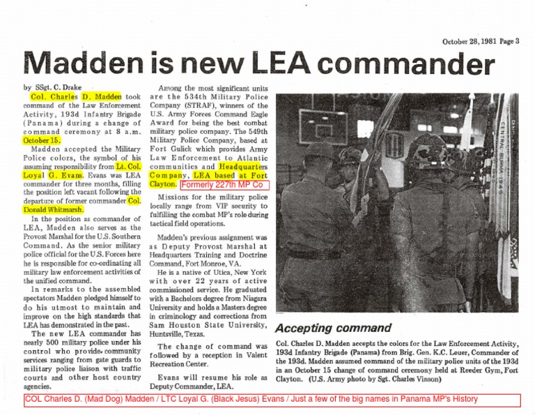 Col Madden Arrives Oct 1981 | PDF | Military Police | Military