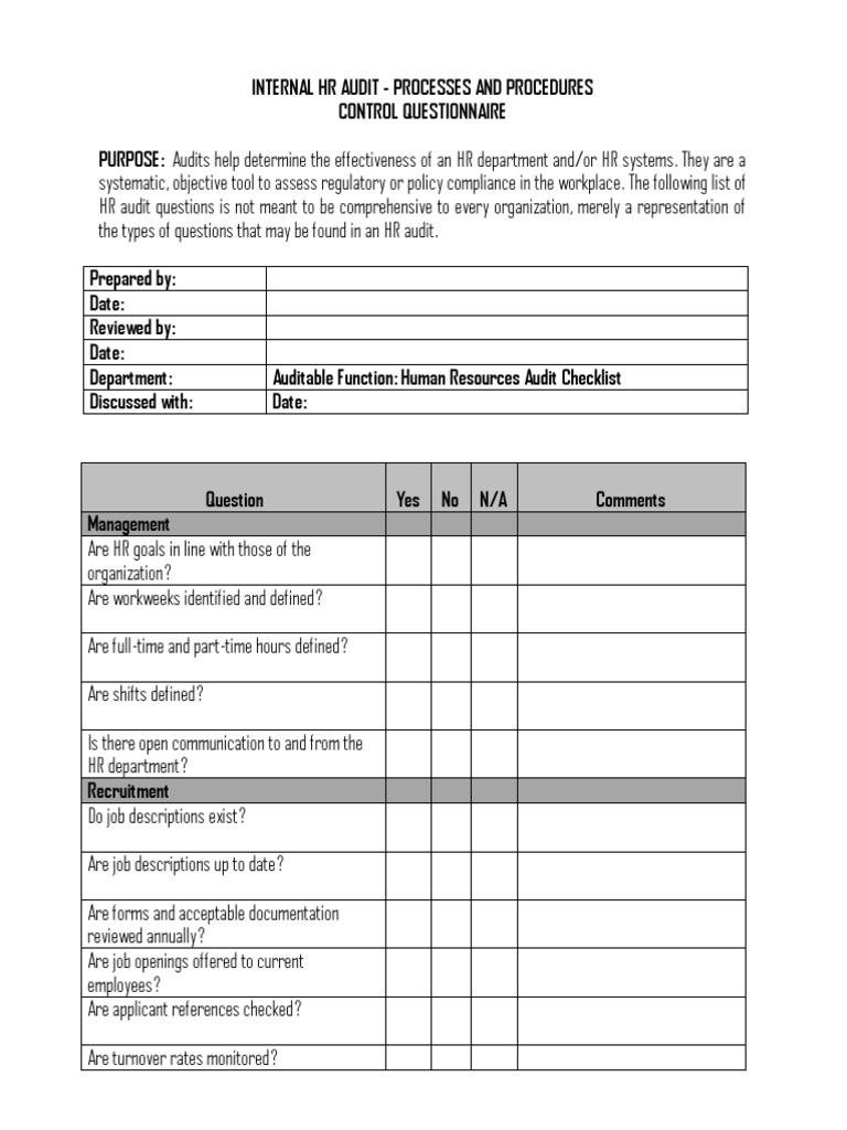 Internal HR Processes and procedures Audit.pdf | Employment | Audit