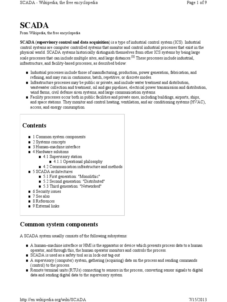 Scada: SCADA (Supervisory Control and Data Acquisition) Is A Type of ...