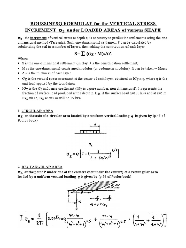 Boussinesq Formulae For The Vertical Stress Increment | PDF ...