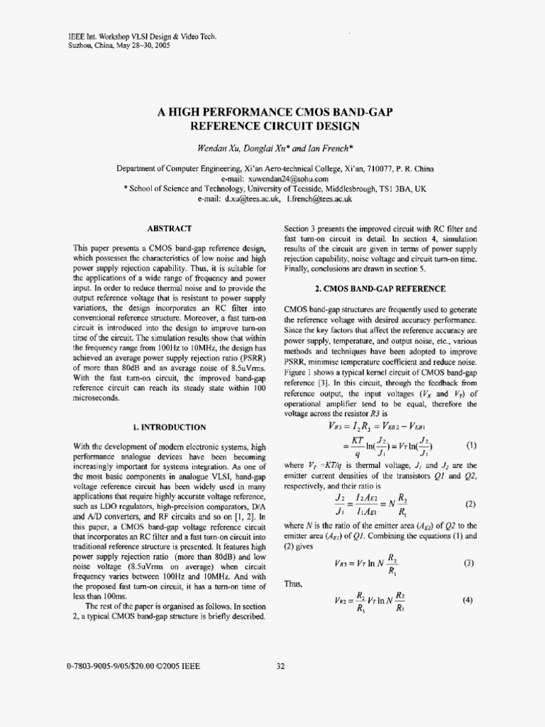 A High Performance Cmos Band-Gap Reference Circuit Design: Wendan Xu ...