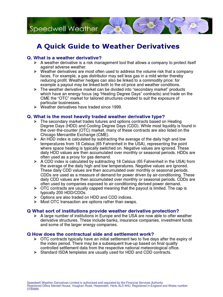 A Quick Guide To Weather Derivatives | PDF | Derivative (Finance ...