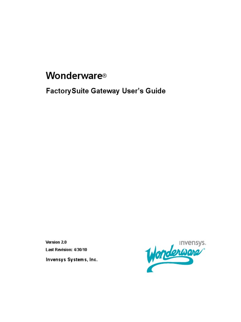 Wonderware: Factorysuite Gateway User'S Guide | PDF | Microsoft Windows | Gateway ...