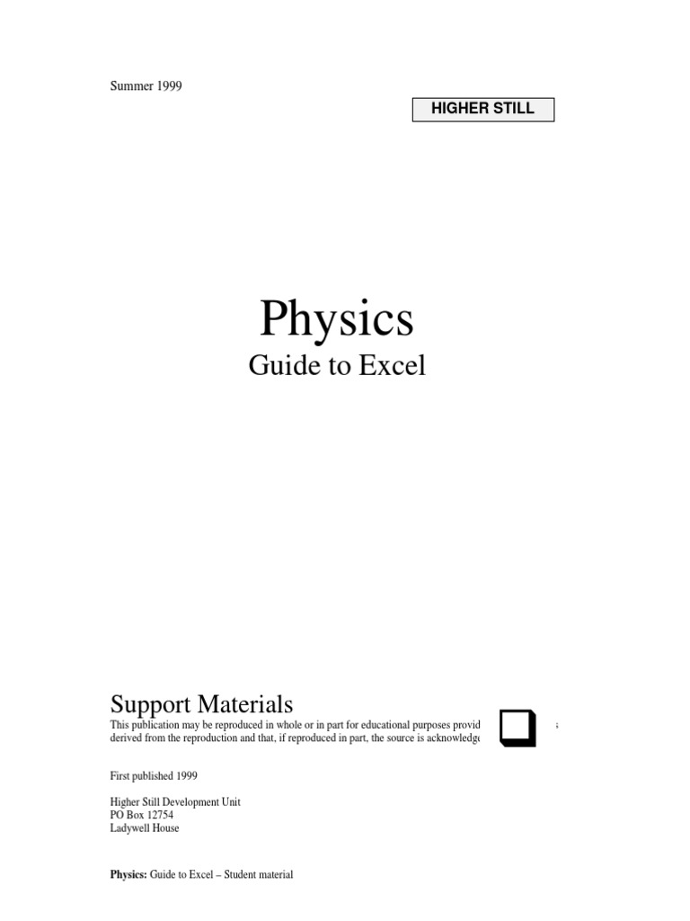Physics Excel Guide for Students | PDF | Microsoft Excel | Chart