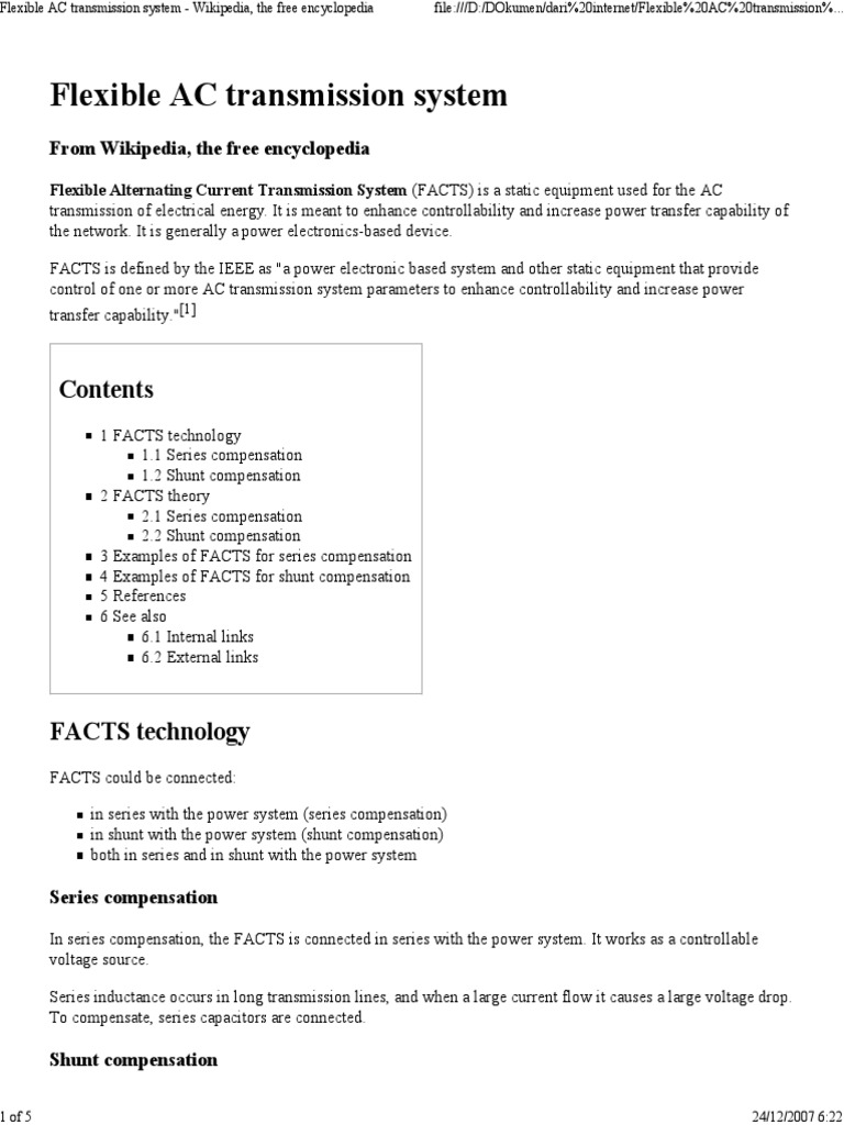 Flexible AC Transmission System | PDF | Electromagnetism | Power (Physics)