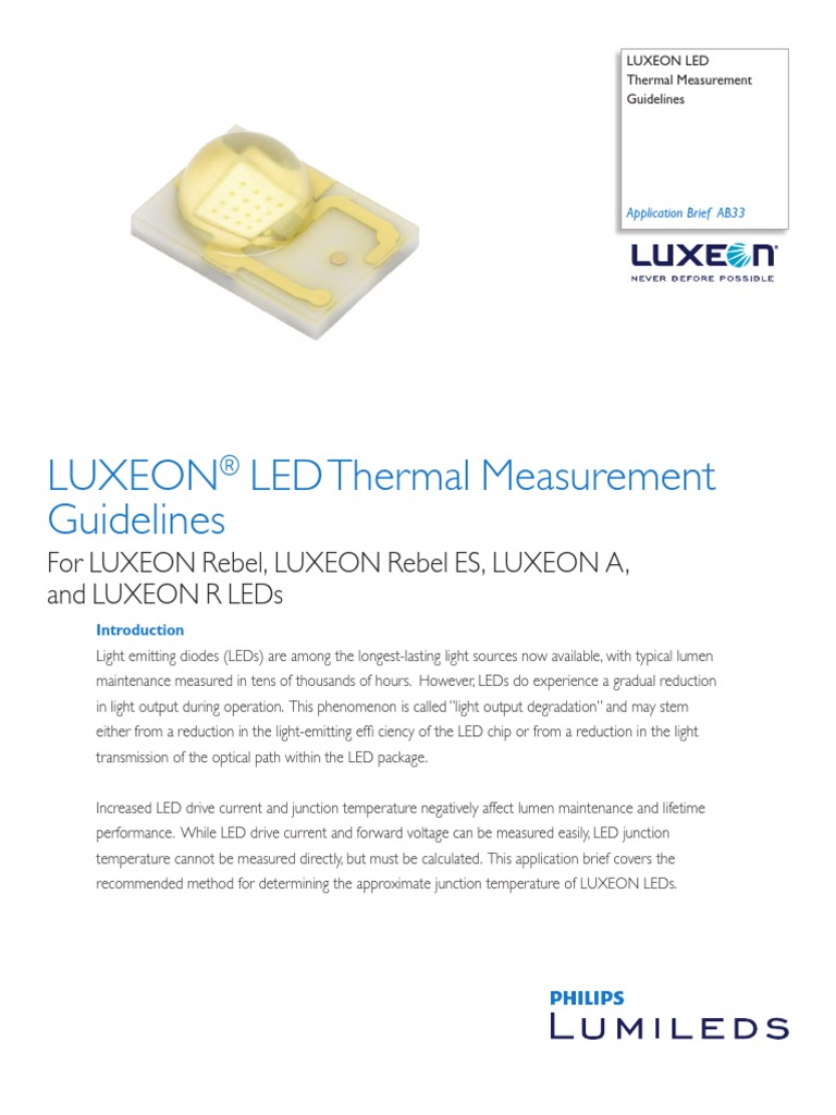 Luxeon LED Thermal Measurement Guidelines: For Luxeon Rebel, Luxeon Rebel Es, Luxeon A, and ...
