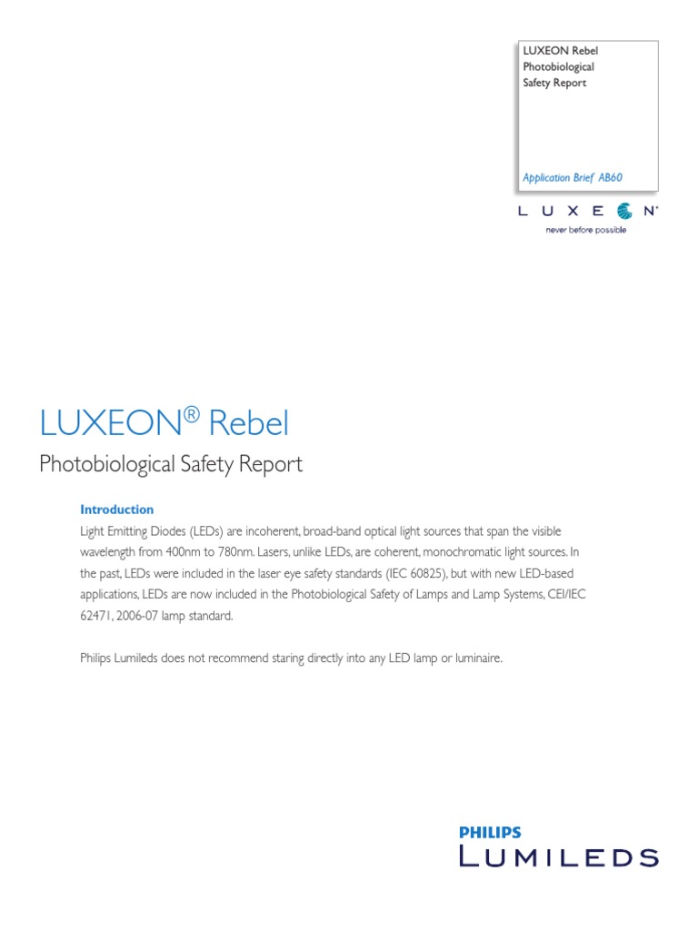 Luxeon Rebel: Photobiological Safety Report | PDF | Light Emitting ...