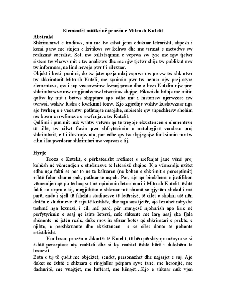 Elementwt Mitikw NW Prozwn e Mitrush Kutelit | PDF