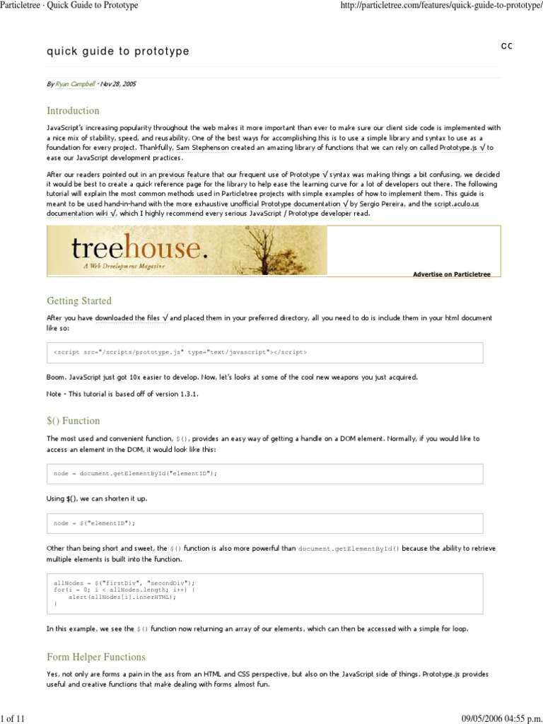 Quick Guide To Prototype Js Library Pdf Java Script Html Element