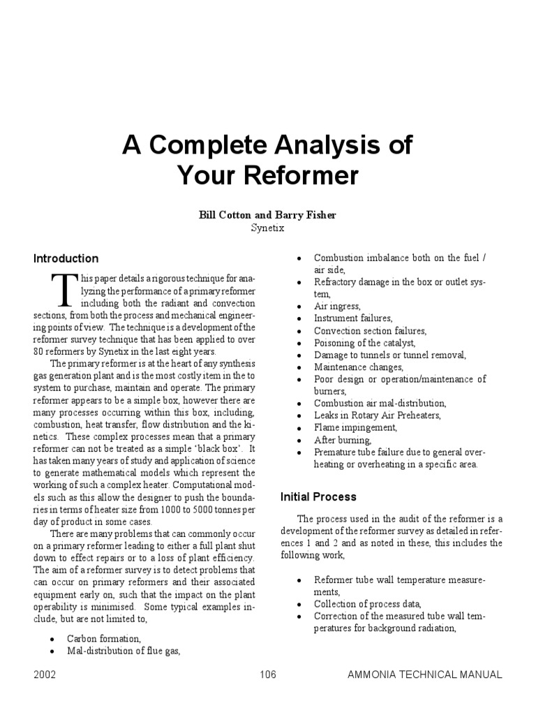 A Complete Analysis of Your Reformer-Synetix | PDF | Combustion | Furnace