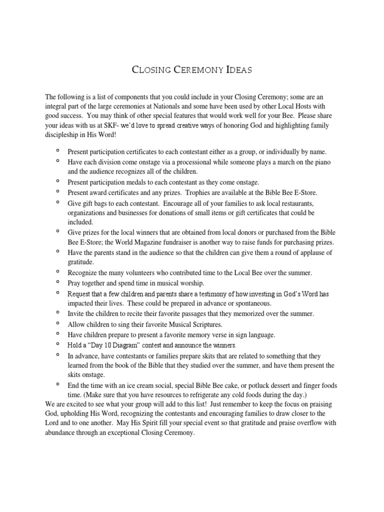 Closing Ceremony Ideas | Download Free PDF | Gratitude