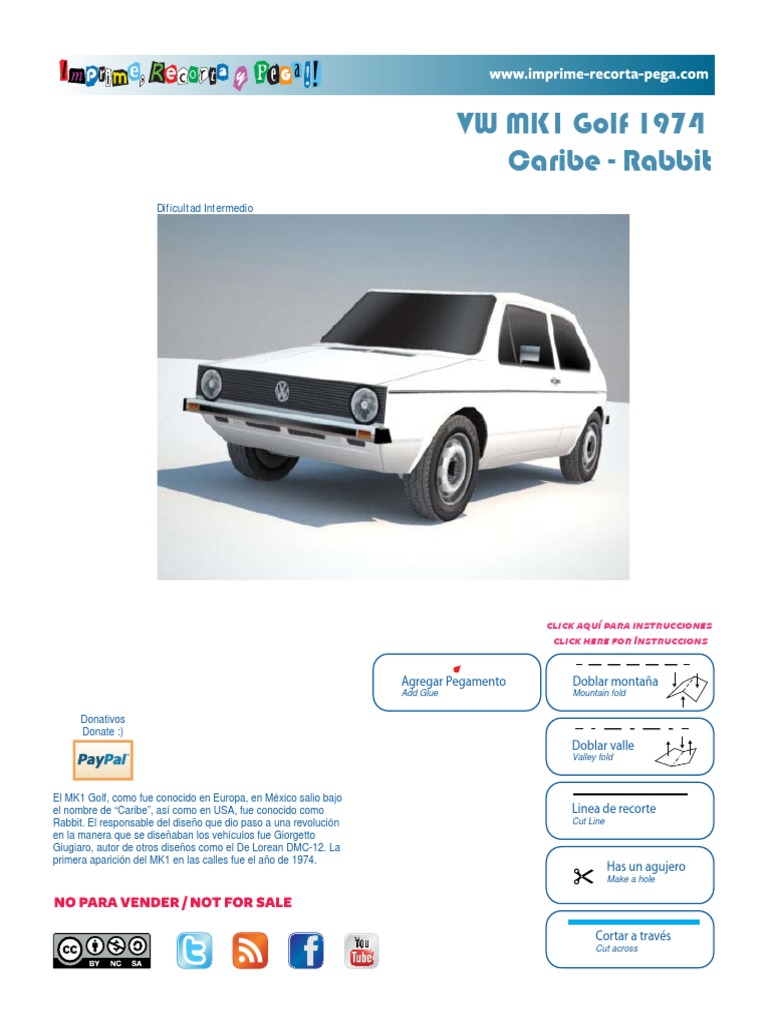 Papercraft VW MK1 Caribe y Golf 1974 | PDF | Madrid