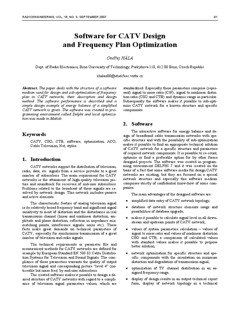 Software For CATV Design and Frequency Plan Optimization | PDF ...