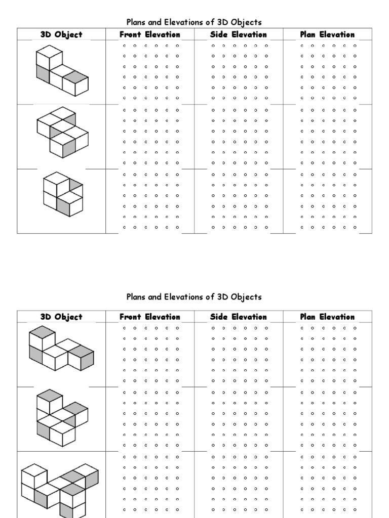 3D Object Front Elevation Side Elevation Plan Elevation: Plans and ...
