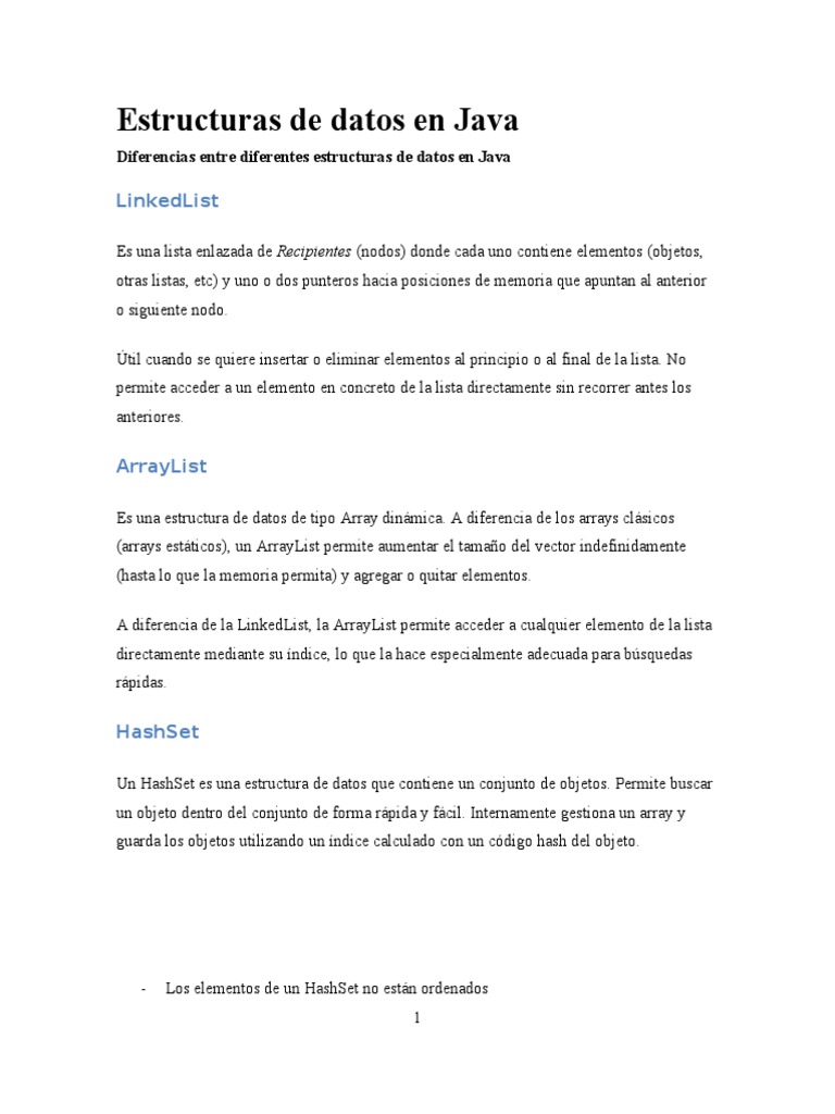 Estructuras de Datos en Java | PDF | Estructura de datos de matriz ...