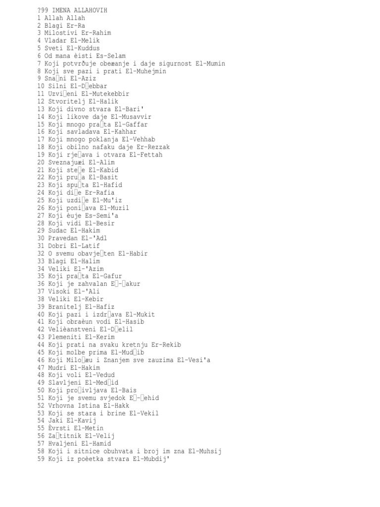 99 Allahovih Imena | PDF