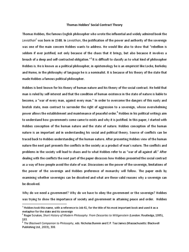Leviathan: Thomas Hobbes' Social Contract Theory | PDF | Social ...