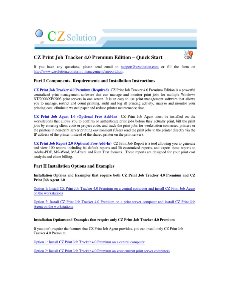 CZ Print Job Tracker 4.0 Premium Edition - Quick Start: Part I ...