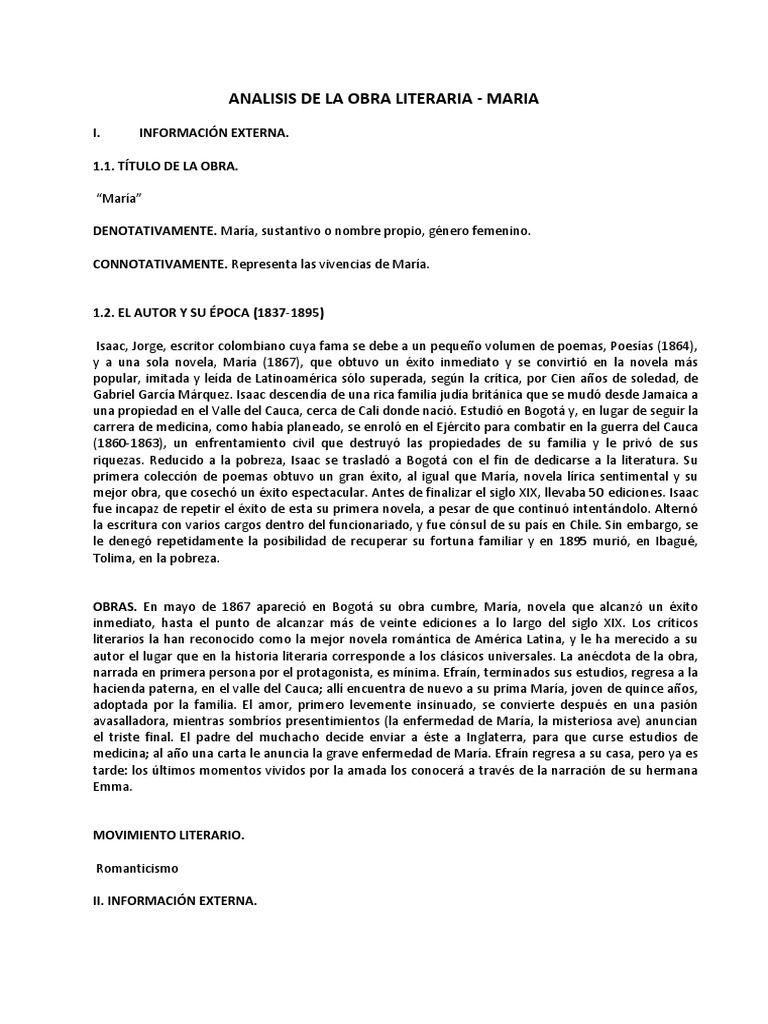 Resumen de La Obra Maria | PDF | Novelas | Amor