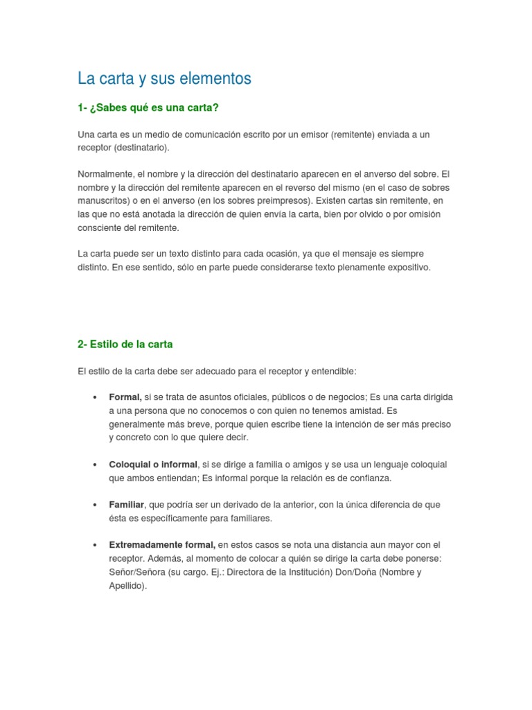 La Carta y Sus Elementos | PDF
