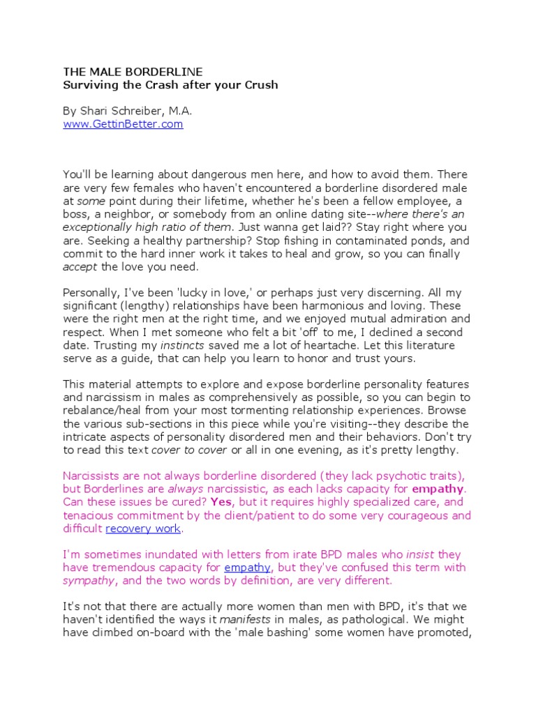 The Male Borderline | PDF | Borderline Personality Disorder ...