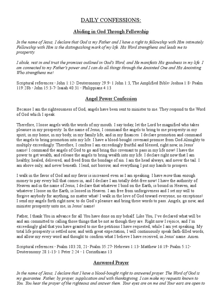 Daily Confessions | PDF | God The Father | Book Of Proverbs