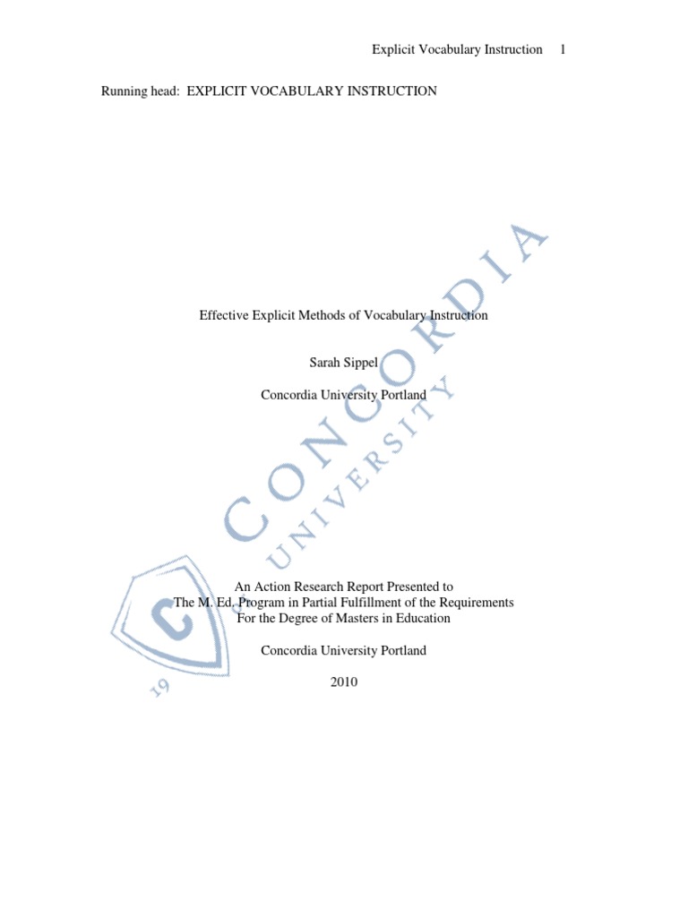 Explicit Method of Vocabulary Instruction | PDF | Reading Comprehension ...