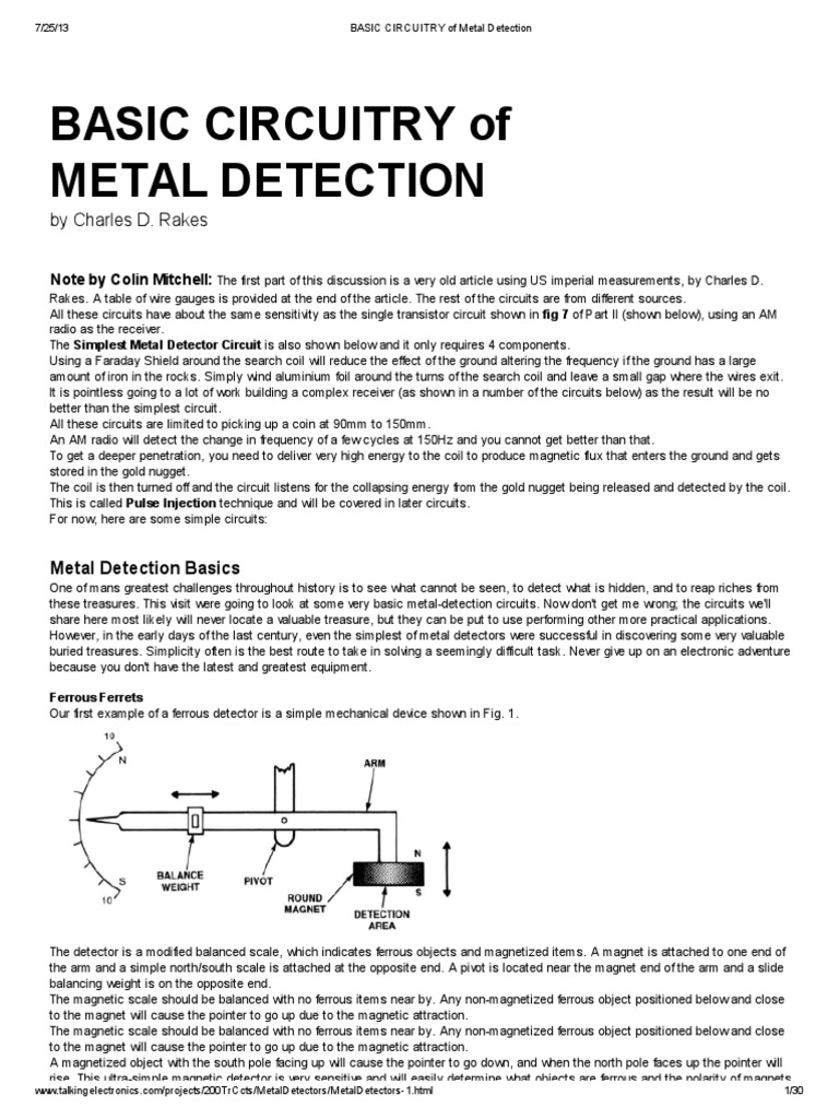 Metal Detection Basics Circuitry | PDF | Detector (Radio) | Metal Detector