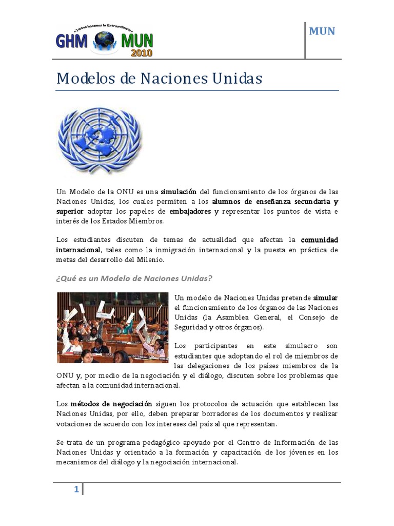 Guía del Modelo de Naciones Unidas | PDF | Naciones Unidas | Relaciones ...