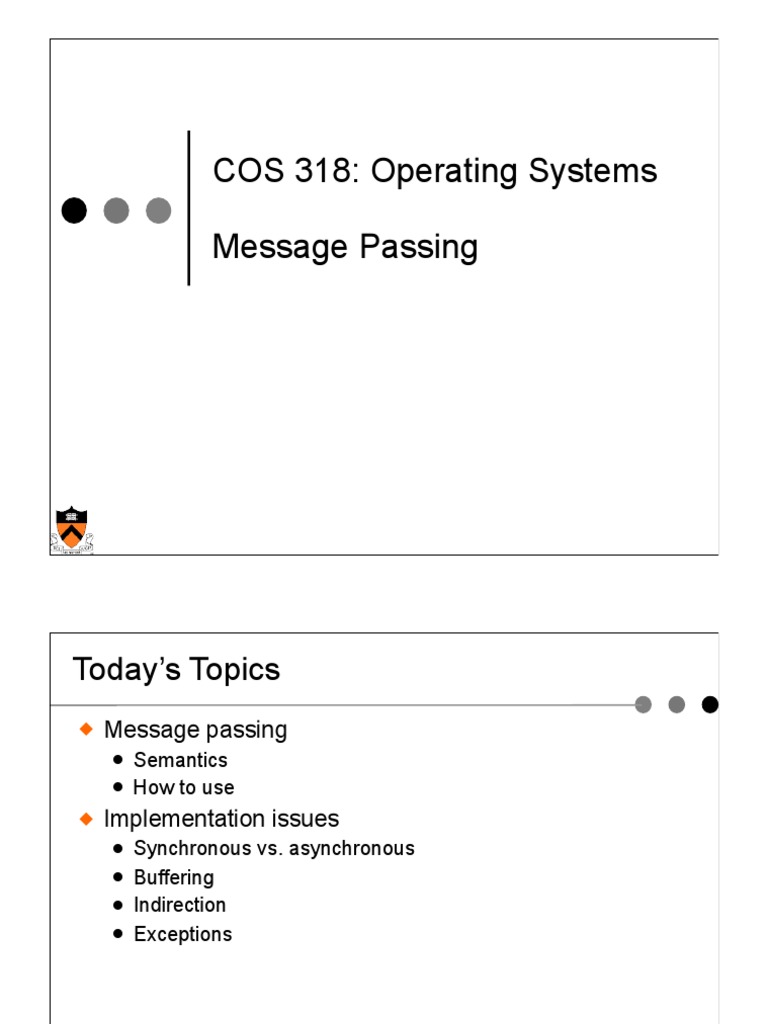 COS 318: Operating Systems Message Passing | PDF | Message Passing | Transmission Control Protocol