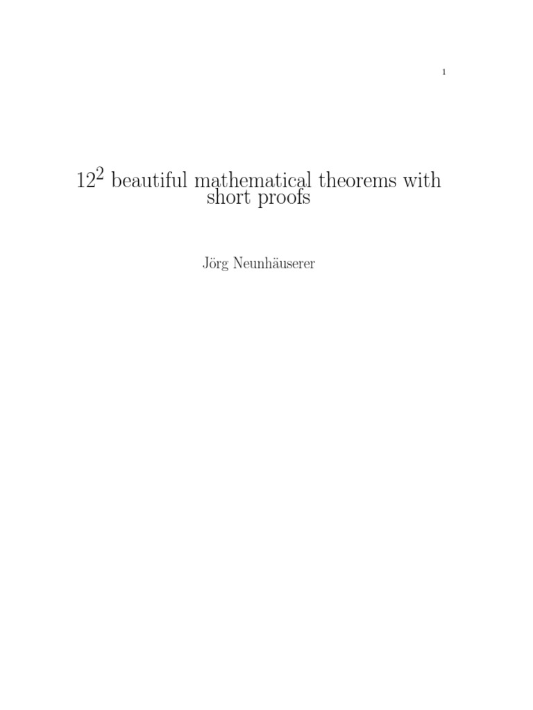 12 Beautiful Mathematical Theorems With Short Proofs | PDF | Basis ...