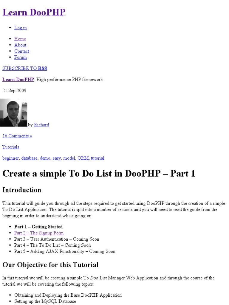 Create A Simple To Do List in DooPHP - Part 1 Learn DooPHP | PDF | User (Computing) | Databases