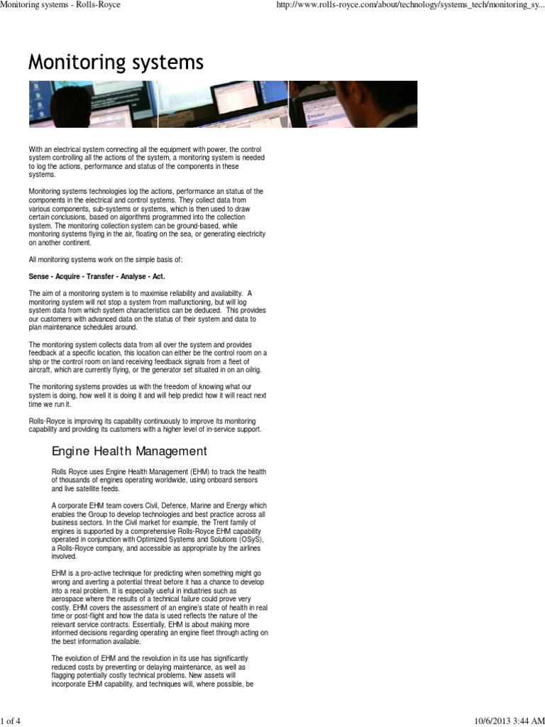 Monitoring Systems - Rolls-Royce | PDF | Monitoring (Medicine ...