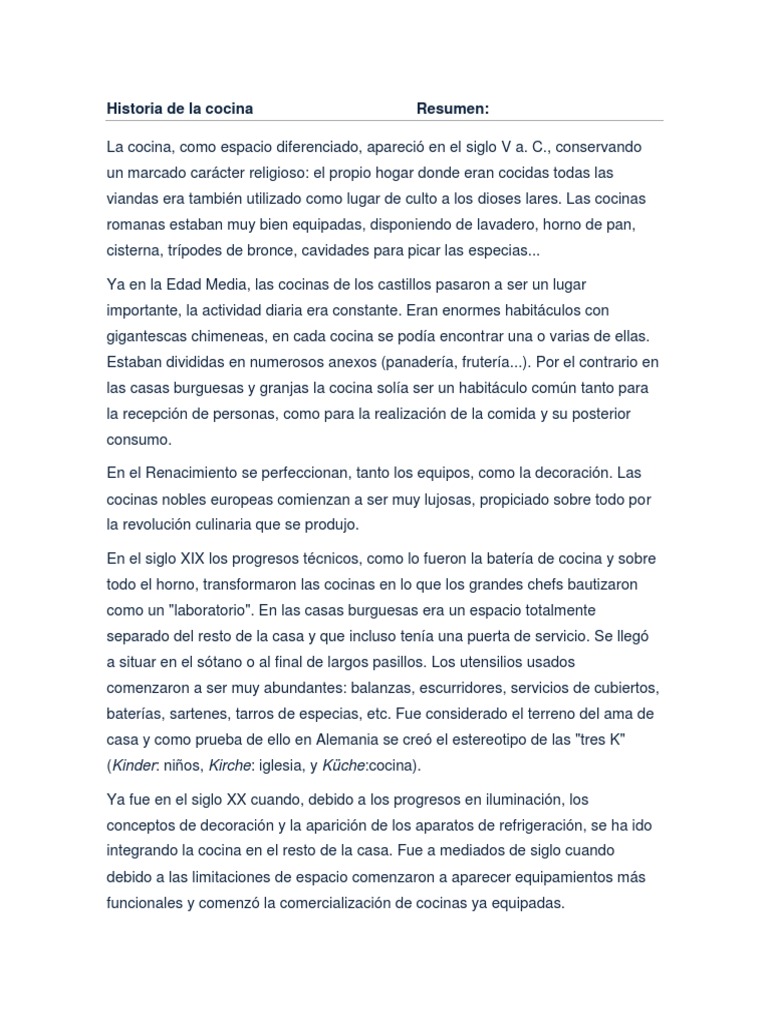Historia De La Cocina Resumen Descargar Gratis Pdf Gastronomía Cocina