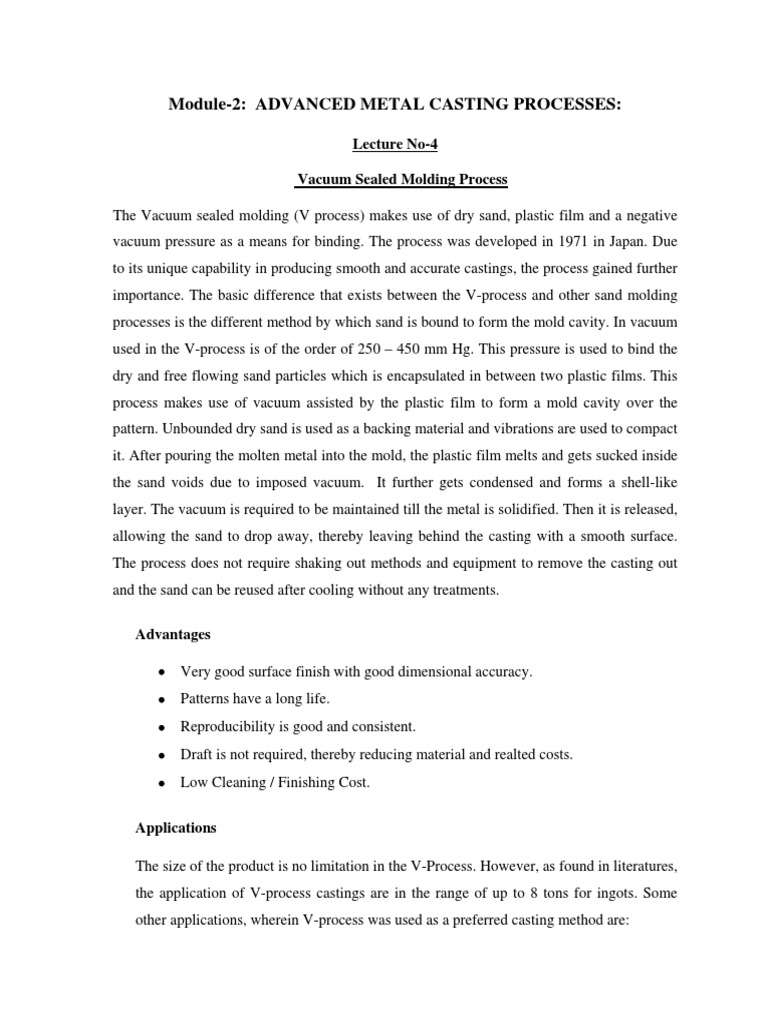 Advanced Metal Casting Processes | PDF | Process Engineering | Casting ...