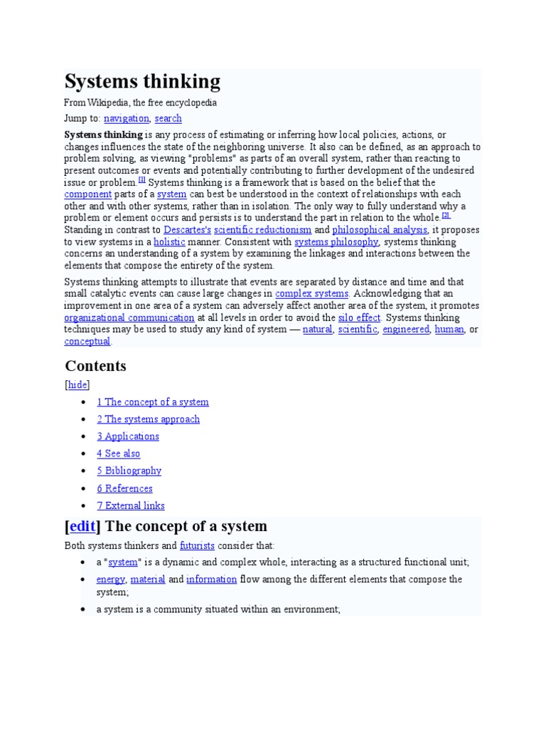 Systems Thinking | PDF | Systems Theory | System