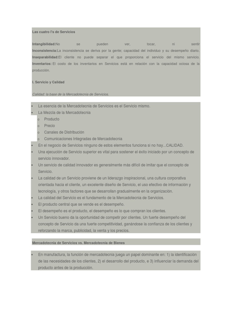 Las 4 I's en la Mercadotecnia de Servicios | PDF | Producto (Negocio ...