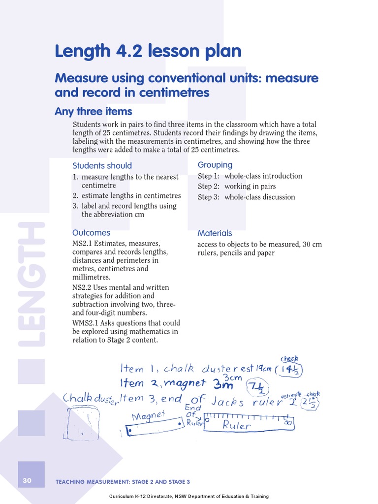 Length 4.2 Lesson Plan: Measure Using Conventional Units: Measure and ...
