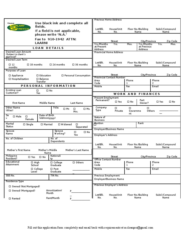 Chinatrust Personal Loan Application Form | PDF | Credit Card | Loans