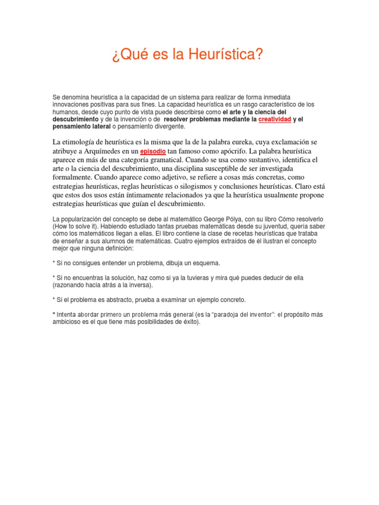 Qué es la Heurística.docx | Heurístico | Epistemología
